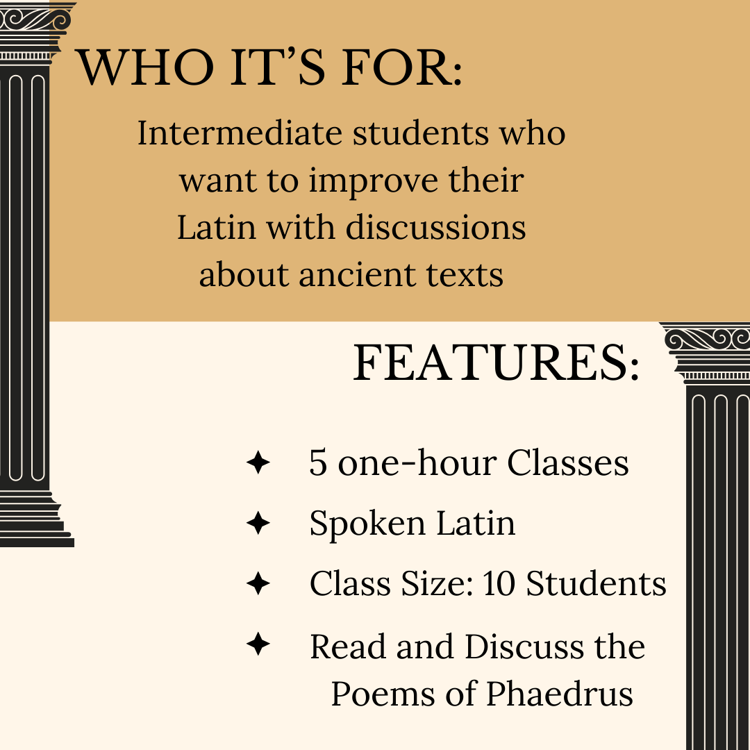 Intermediate Spoken Latin Group Classes (Mar.-Apr. 2024) - The Mellarium